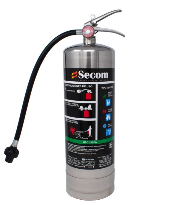 EXTINTOR HFC 236 FA ACERO INOXIDABLE 2.5 KG - Extintores SECOM